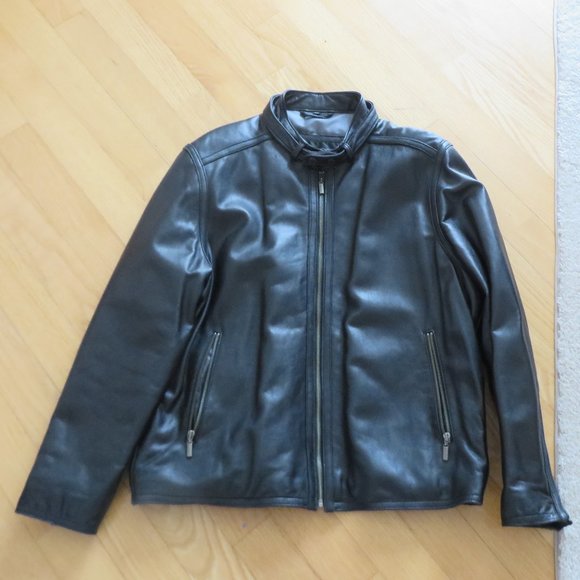 Collezione | Jackets & Coats | Collezione Sa Mens Black Leather Bomber ...